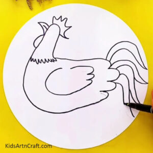 Easy Hand Outline Hen Drawing Trick And Steps Tutorial - Kids Art & Craft