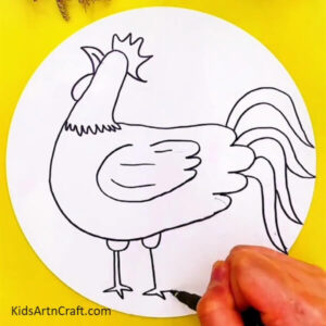 Easy Hand Outline Hen Drawing Trick And Steps Tutorial - Kids Art & Craft