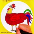 Easy Hand Outline Hen Drawing Trick And Steps Tutorial - Kids Art & Craft