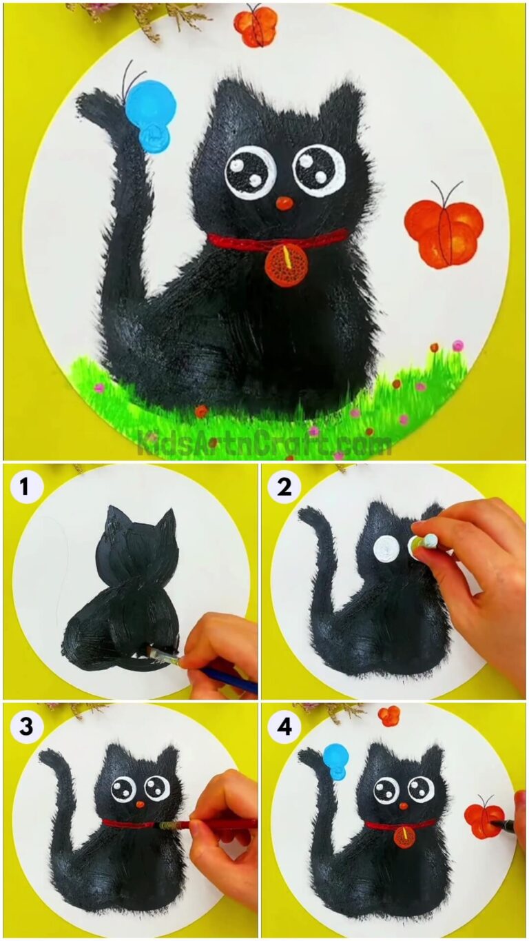 Adorable Cat Painting Tricks And Steps Tutorial For Kids - Kids Art & Craft