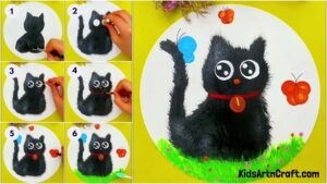 Adorable Cat Painting Tricks And Steps Tutorial For Kids - Kids Art & Craft