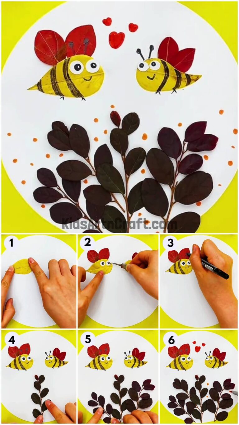 Adorable Love Bees Fall Leaves Craft Tutorial For Beginners - Kids Art ...