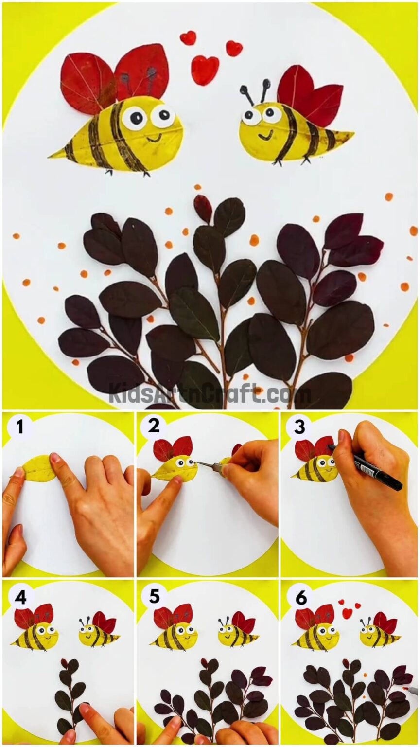 Adorable Love Bees Fall Leaves Craft Tutorial For Beginners - Kids Art ...