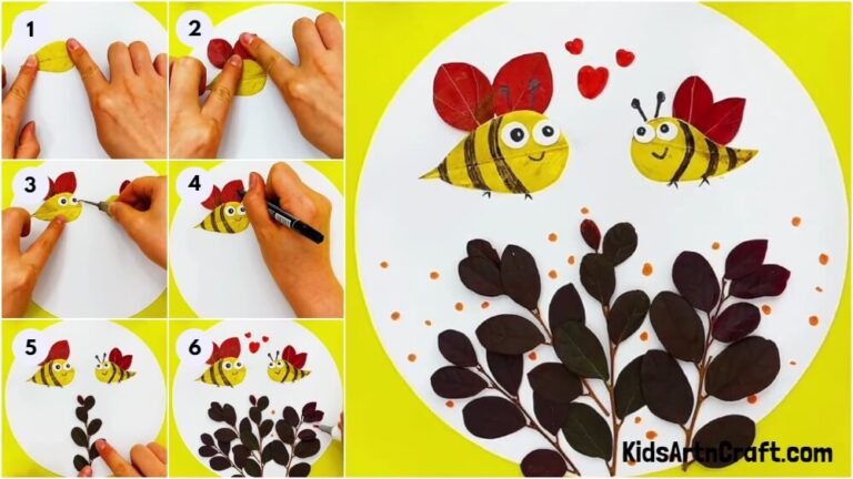 Adorable Love Bees Fall Leaves Craft Tutorial For Beginners - Kids Art ...