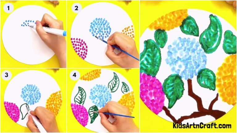 Allium Flower Painting Using Sketch Pen Tutorial - Kids Art & Craft