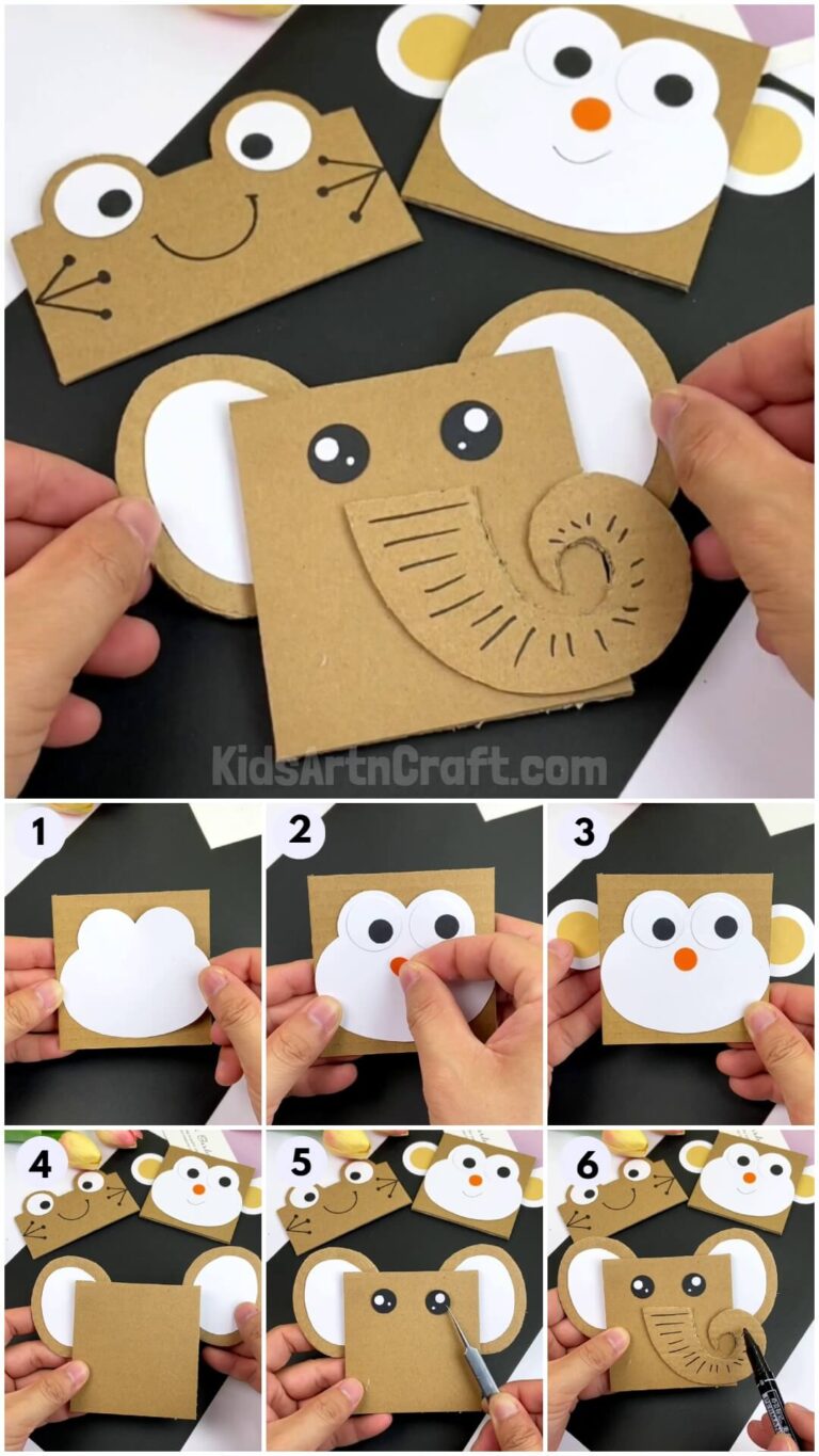 Cute Animal Faces Craft Using Cardboard Step by Step Tutorial - Kids ...