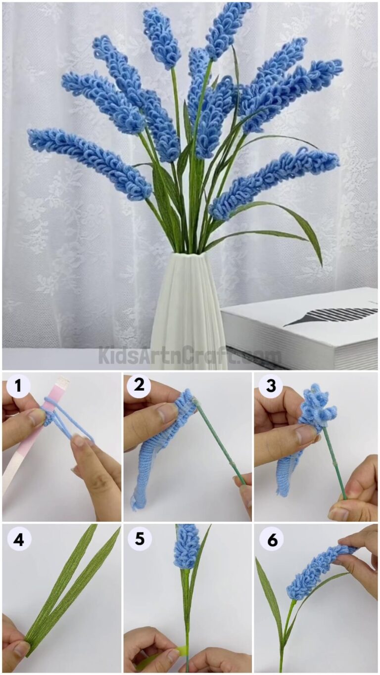 Beautiful Blue Lavender 3D Flowers Using Thread Rope Craft Tutorial For ...