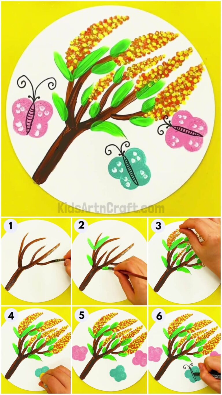 Beautiful Butterflies Over Flowers Painting Idea For Kids - Kids Art ...
