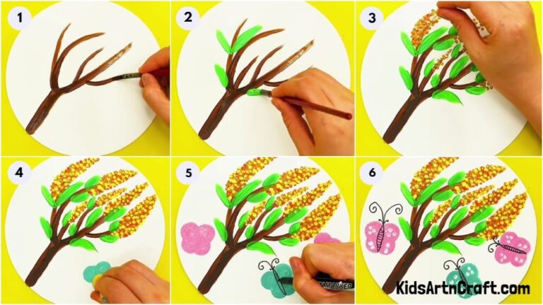 Beautiful Butterflies Over Flowers Painting Idea For Kids - Kids Art ...