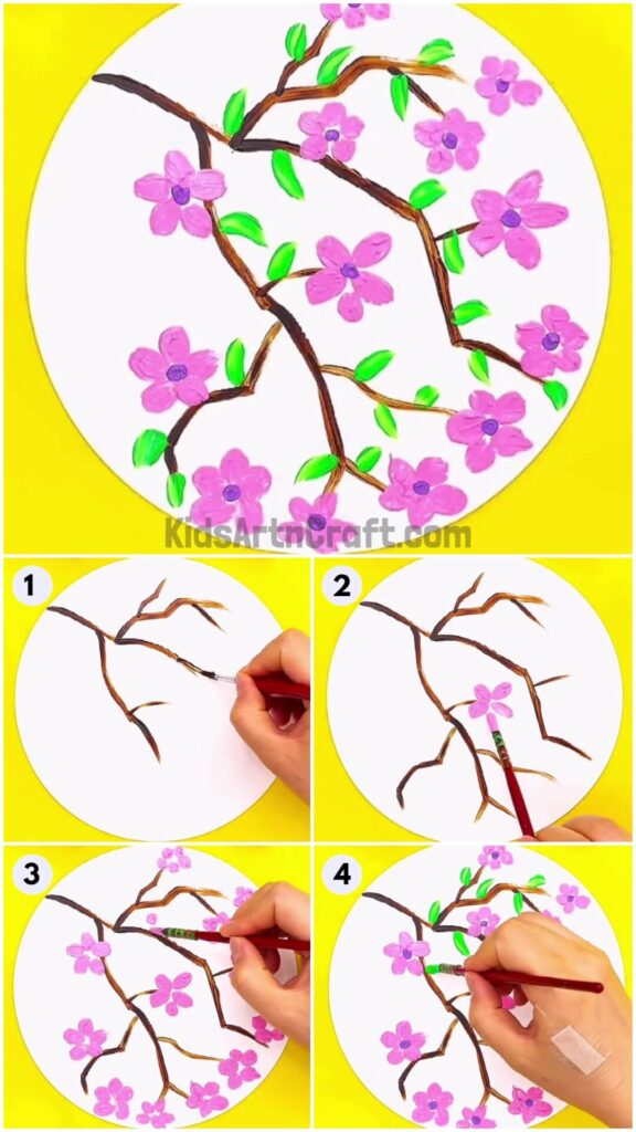 Beautiful Cherry Blossom Tree Branch Painting Tutorial For Kids - Kids ...
