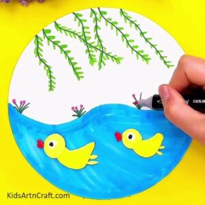 Beautiful Ducks Swimming In Swamp Drawing For Beginners - Kids Art & Craft