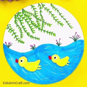 Beautiful Ducks Swimming In Swamp Drawing For Beginners - Kids Art & Craft