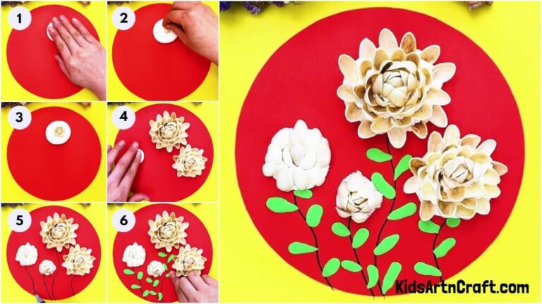 Beautiful Peanut Shell Rose Garden Craft Idea For kids - Kids Art & Craft