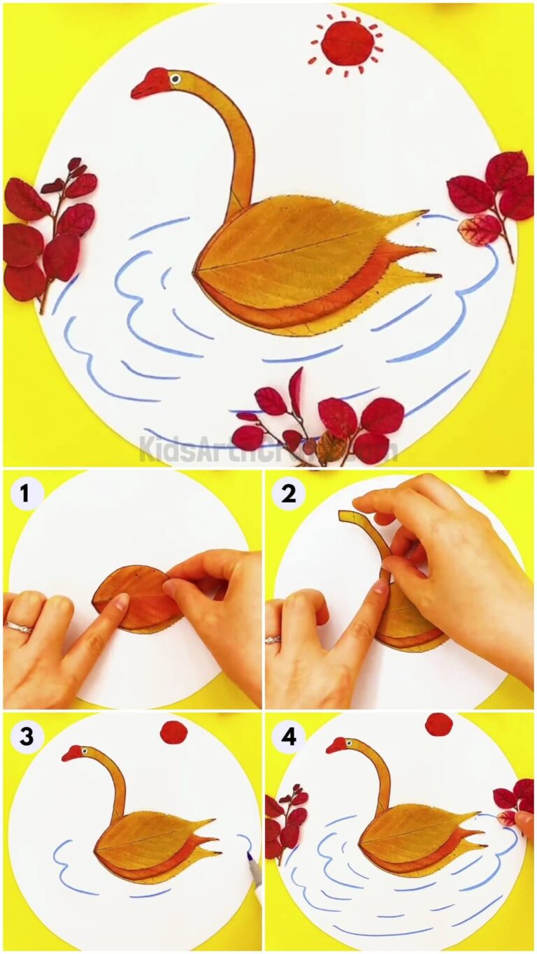 Beautiful Swan In Pond Leaf Craft Tutorial For Beginners - Kids Art & Craft