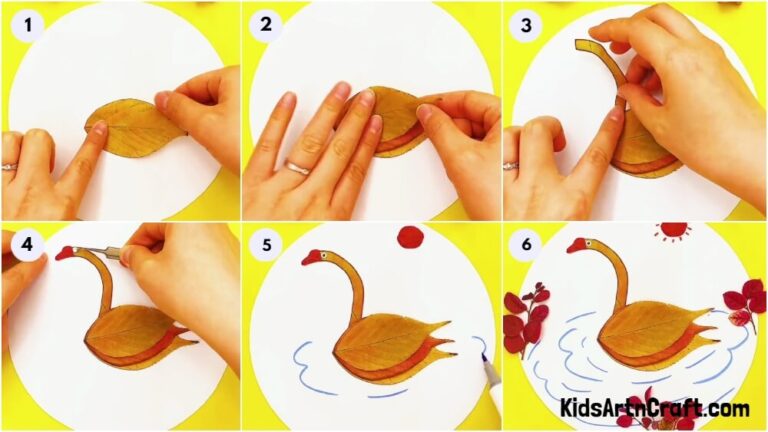 Beautiful Swan In Pond Leaf Craft Tutorial For Beginners - Kids Art & Craft