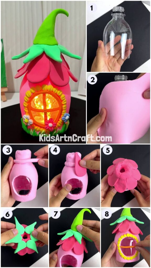 Beautiful Tinker Bell House Craft Using Plastic Bottle And Super Clay ...