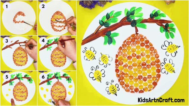 Bubble Wrap Honey Bee Artwork Craft Tutorial For Kids - Kids Art & Craft