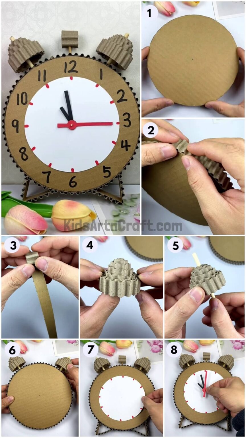 How to Make Cardboard Alarm Clock Recycled Craft For Kids - Kids Art ...