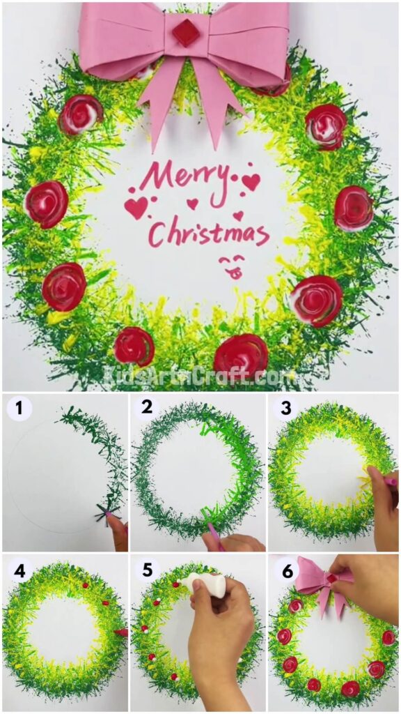 Christmas Wreath Artwork Tutorial Idea For Kids - Kids Art & Craft