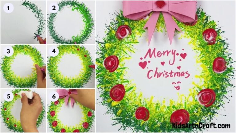 Christmas Wreath Artwork Tutorial Idea For Kids - Kids Art & Craft