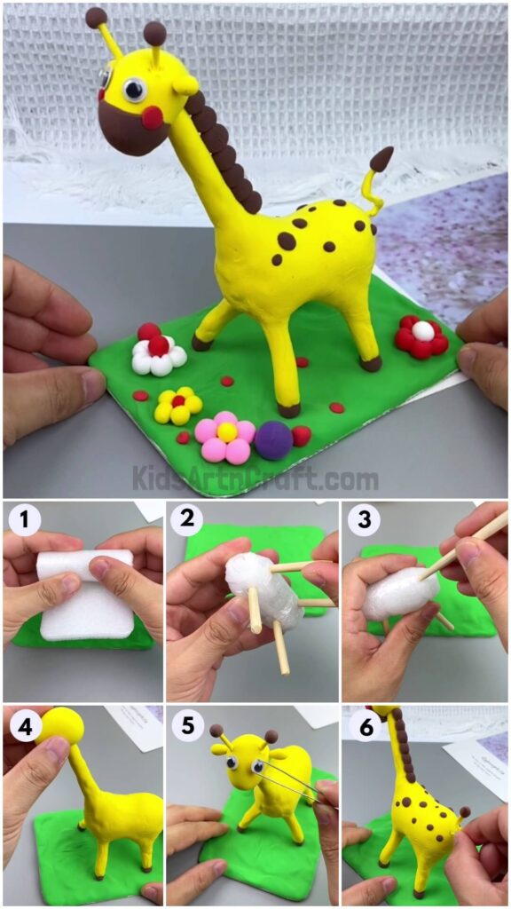 Clay Giraffe 3D Model Craft Project For Beginners - Kids Art & Craft