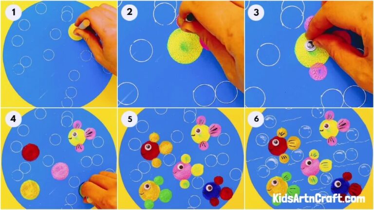 Colorful Stamping Fishes Underwater Artwork For Kids - Kids Art & Craft
