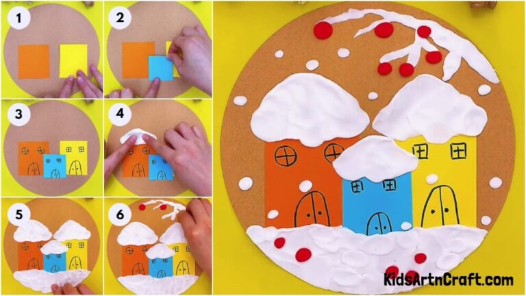 Paper House And Tree Scenery Craft Easy Tutorial for Kids - Kids Art ...