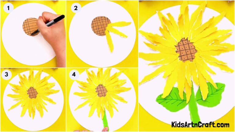 Torn Paper Sunflower Craft Tutorial For Beginners - Kids Art & Craft