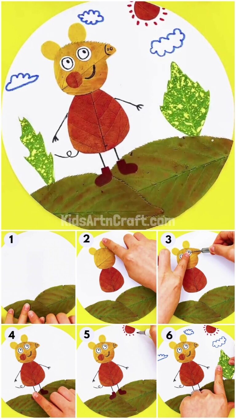 Cute Leafy Peppa Pig Leaf Craft Tutorial For Kids - Kids Art & Craft