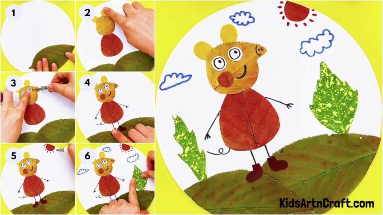 Cute Leafy Peppa Pig Leaf Craft Tutorial For Kids - Kids Art & Craft