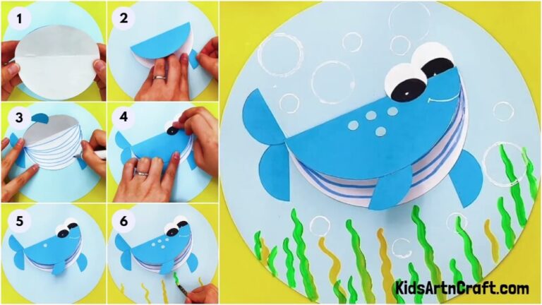 Cute Paper Whale 3D Craft Step-by-step Instructions - Kids Art & Craft