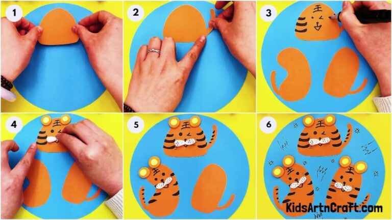 Cute Tigers Paper Craft Step by Step Tutorial - Kids Art & Craft