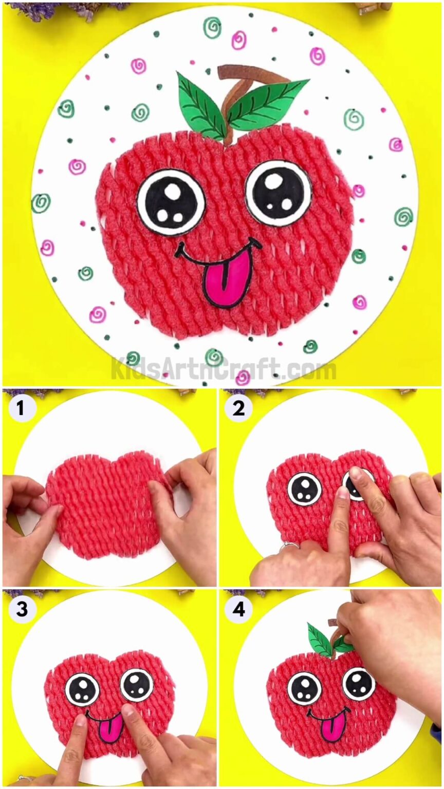 DIY Fruit Foam Net Apple Craft For Kids - Kids Art & Craft