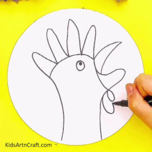DIY Hand Outline Hen Face Drawing Tutorial for Kids - Kids Art & Craft