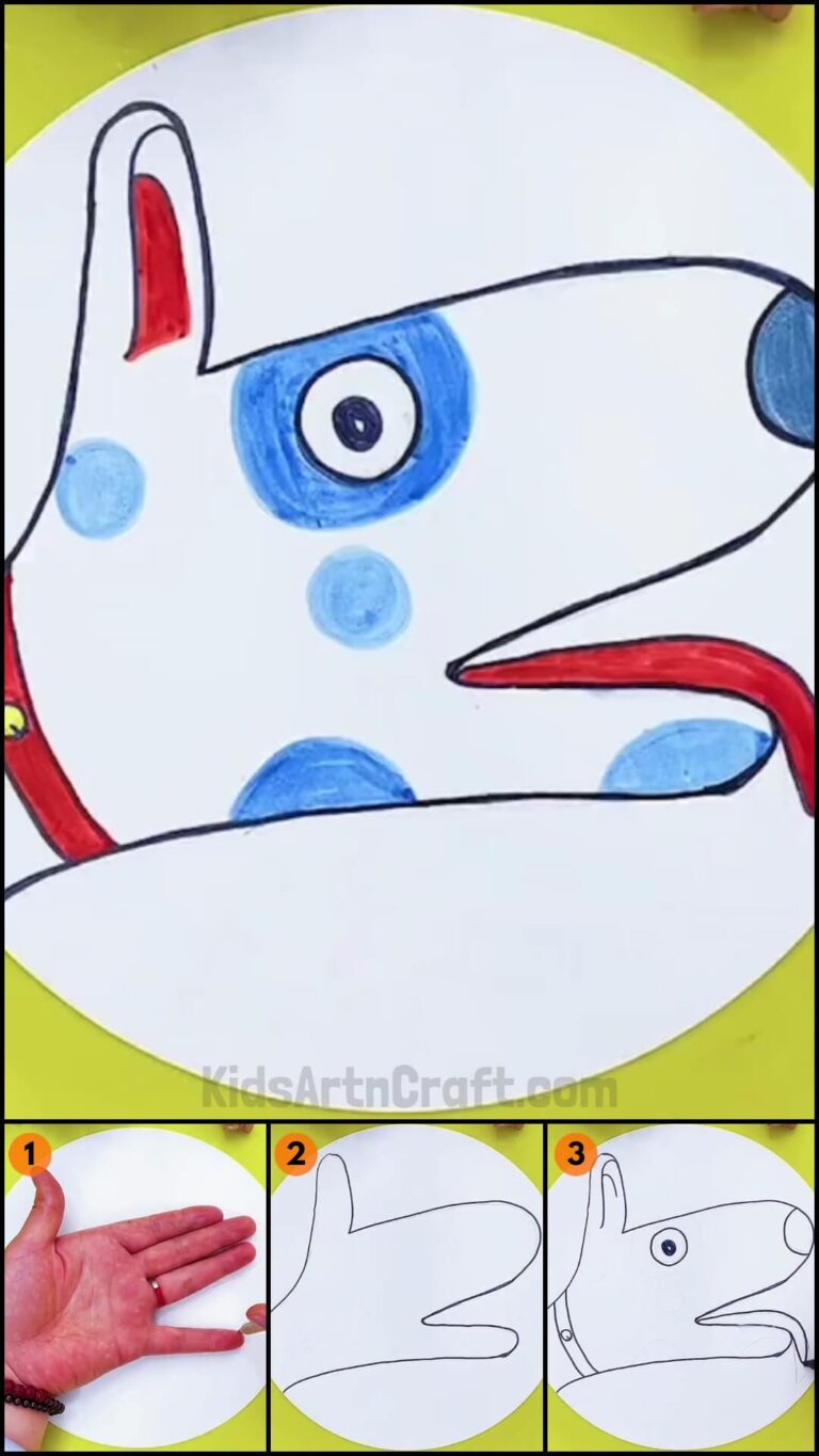 Easy Dog Hand outline Drawing Tutorial For Kids - Kids Art & Craft