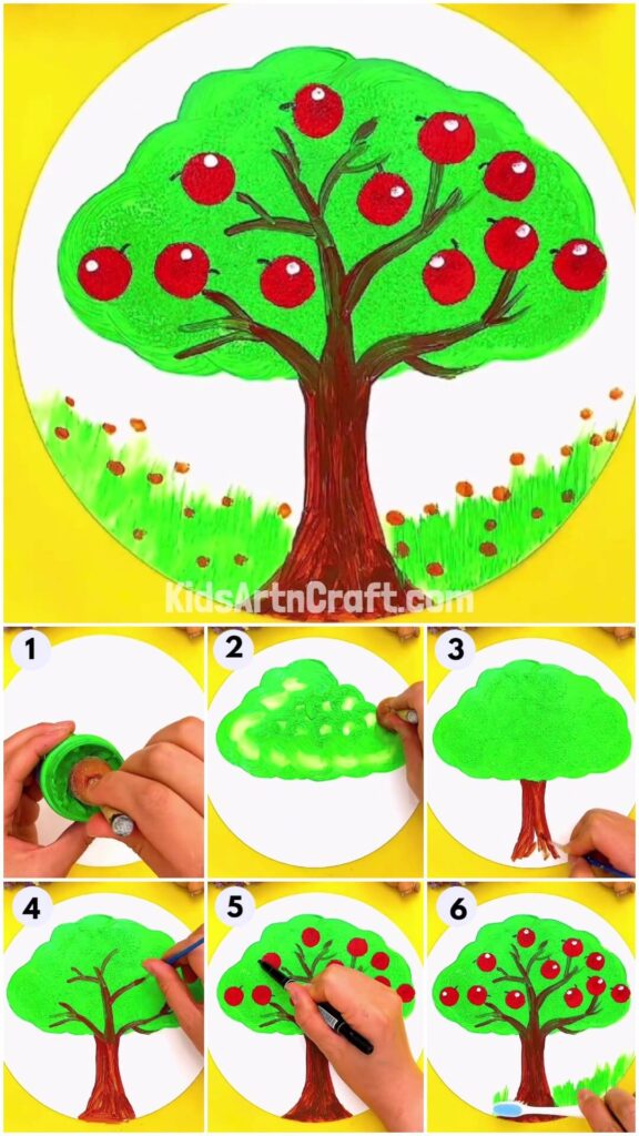 Easy Apple Tree Craft Using Paper Step-by-step Tutorial - Kids Art & Craft