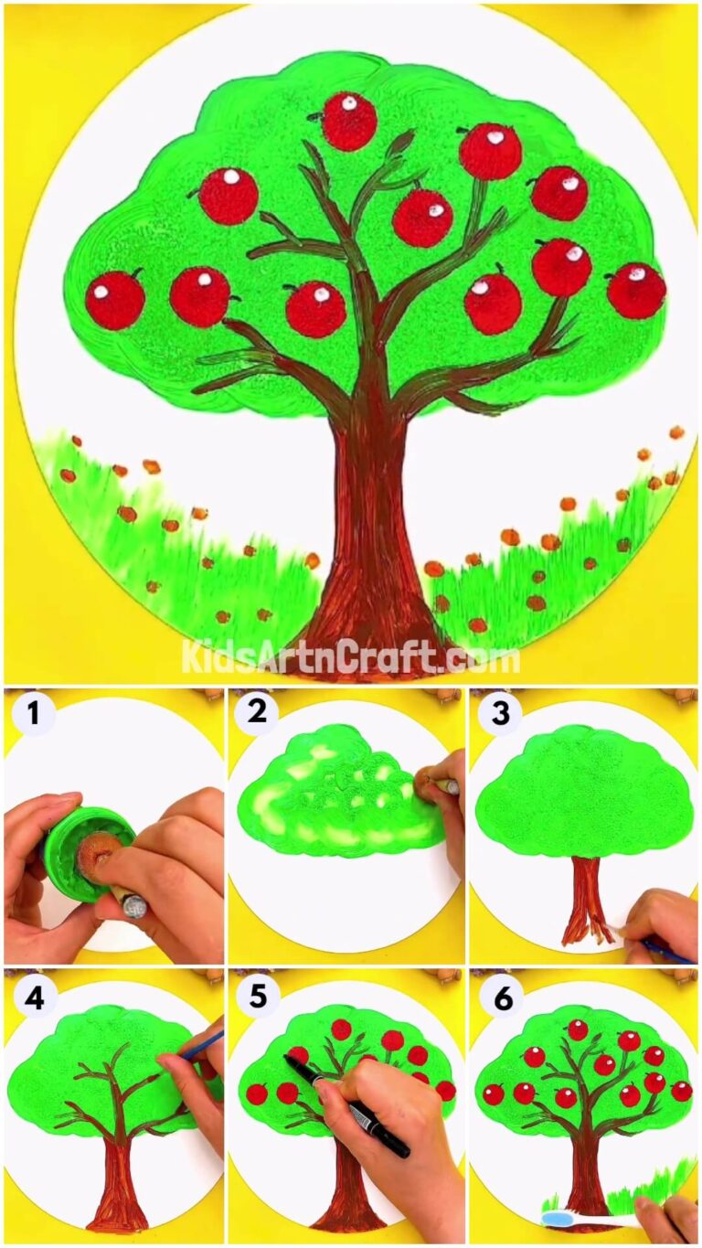Easy Apple Tree Craft Using Paper Step-by-step Tutorial - Kids Art & Craft