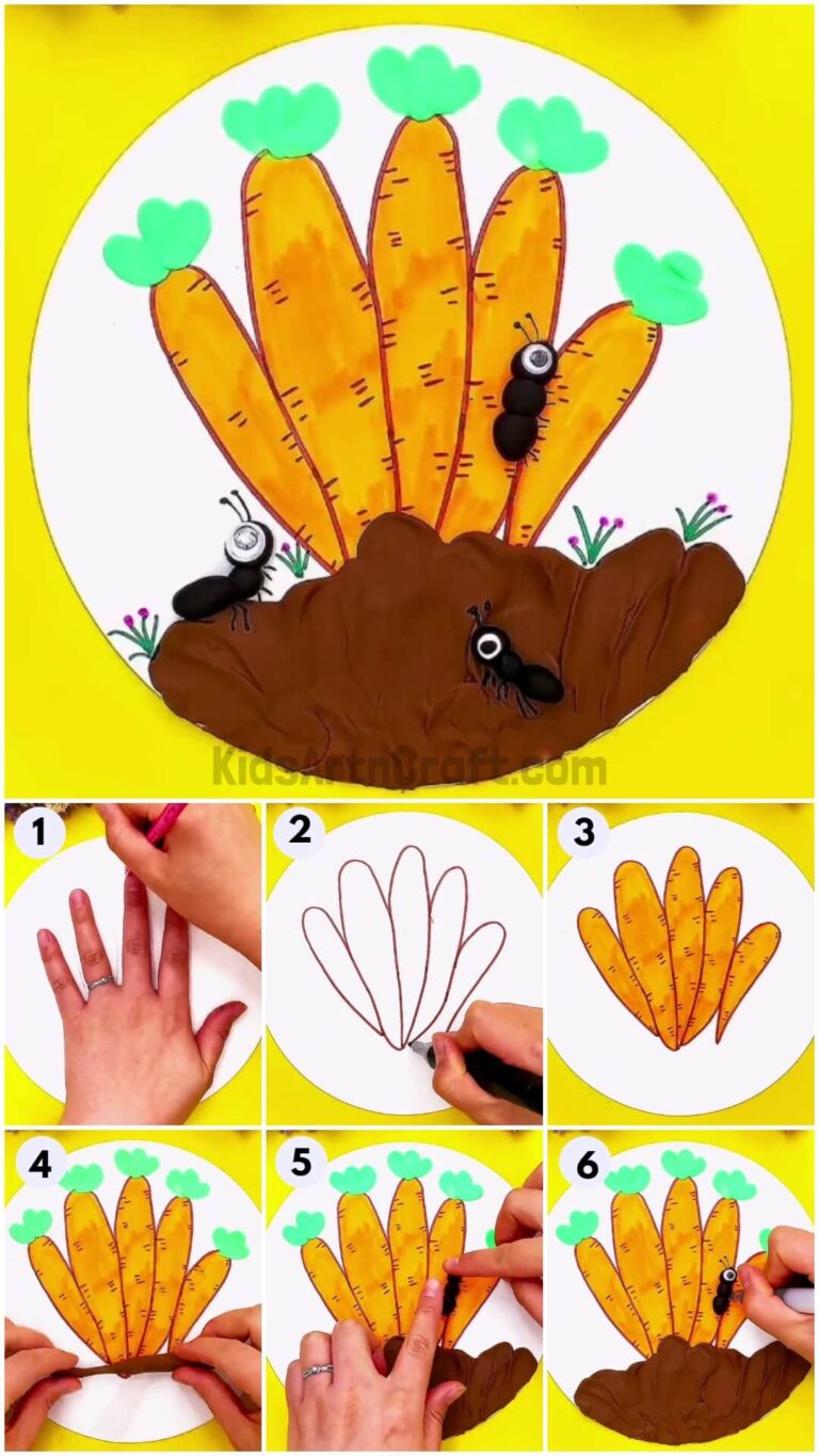 Easy Carrot Growing Artwork Craft Step-by-step Tutorial - Kids Art & Craft