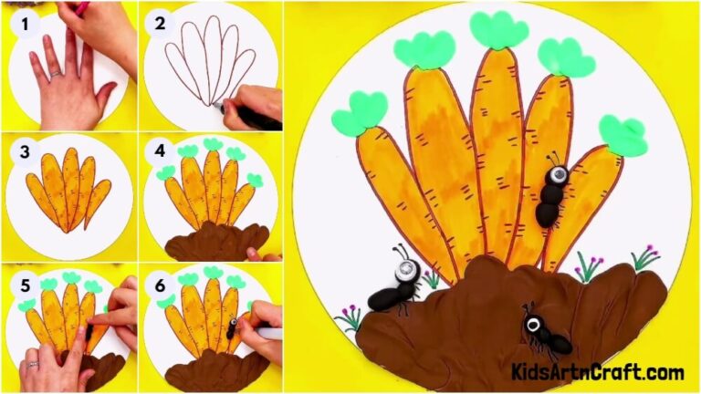 Easy Carrot Growing Artwork Craft Step-by-step Tutorial - Kids Art & Craft