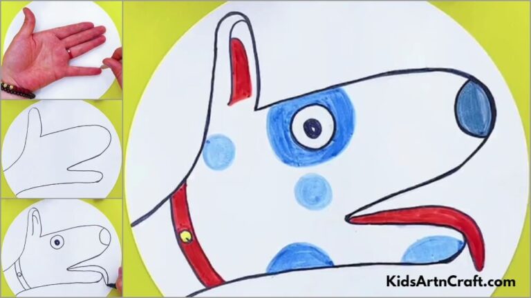 Easy Dog Hand outline Drawing Tutorial For Kids - Kids Art & Craft