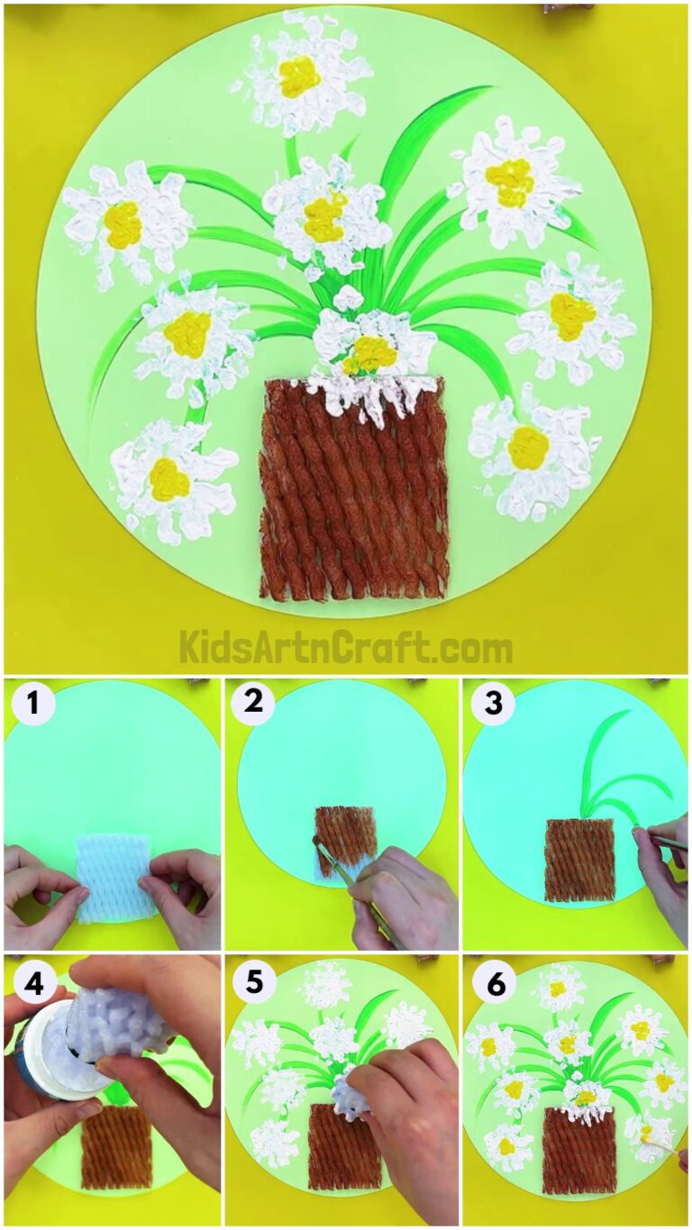 Easy Fruit Foam Net Flower Pot Artwork For Kids - Kids Art & Craft