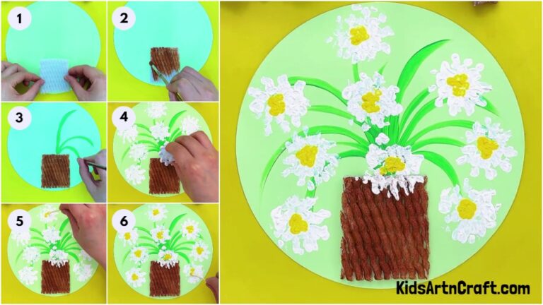 Easy Fruit Foam Net Flower Pot Artwork For Kids - Kids Art & Craft