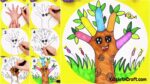 Easy Hand Outline Tree Making Drawing For Kids - Kids Art & Craft