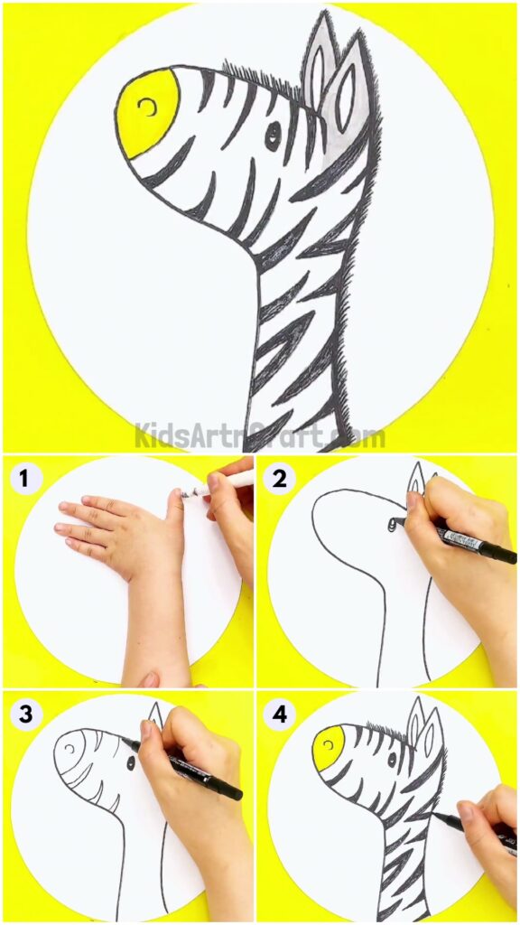 Easy Handprint Zebra Drawing Tutorial For Kids - Kids Art & Craft