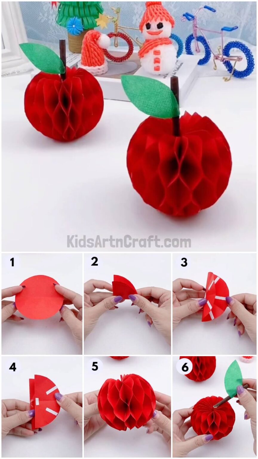 Easy Paper Origami 3D Apple Craft Tutorial For Kids - Kids Art & Craft