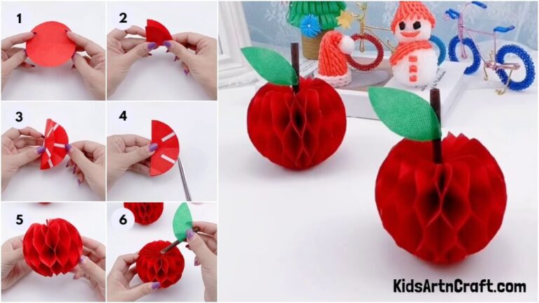 Easy Paper Origami 3D Apple Craft Tutorial For Kids - Kids Art & Craft