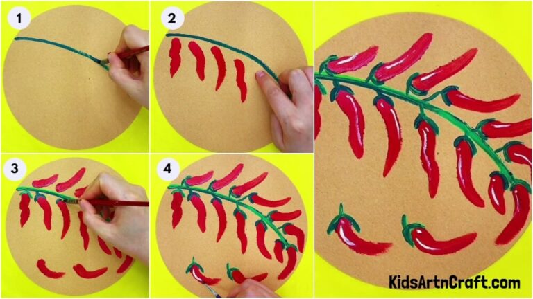 Easy Red Chilies Painting Tutorial For Beginners - Kids Art & Craft