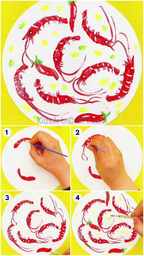 Easy Shrimp Painting Step by Step Tutorial For Kids - Kids Art & Craft