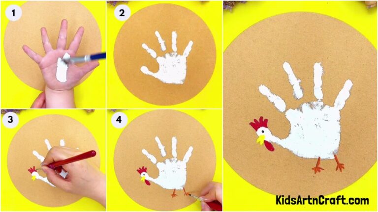 Easy To Make Hen Art Using Hand Impression Tutorial - Kids Art & Craft