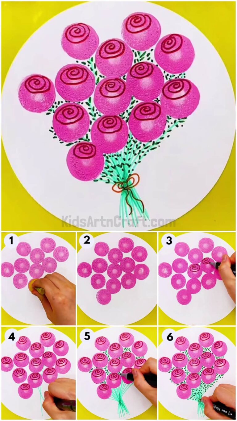 Easy to Make Roses Artwork Bouquet For Beginners - Kids Art & Craft